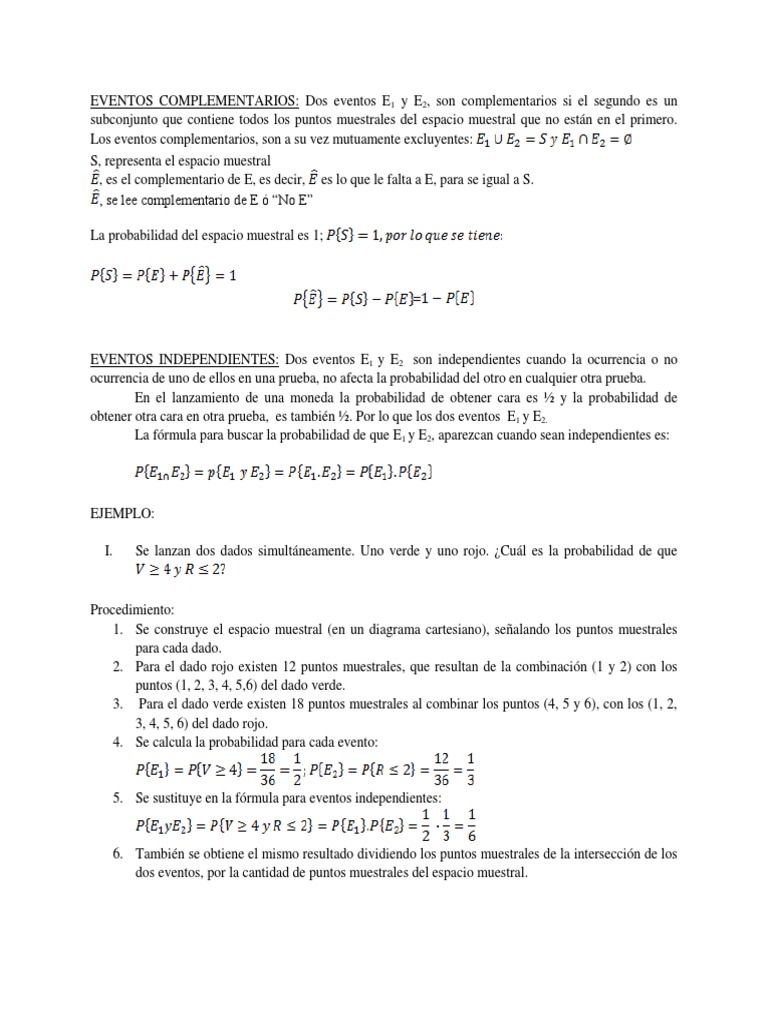 EVENTOS COMPLEMENTARIOS | Probabilidad | Probabilidades y estadísticas