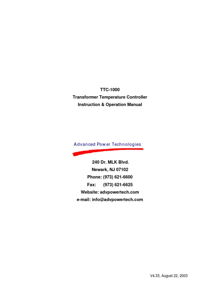 TTC 1000 Manual | PDF | Relay | Electrical Engineering