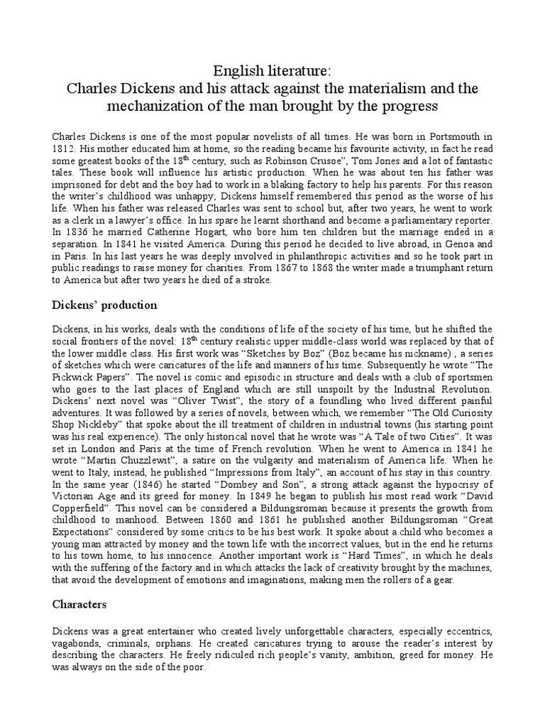 English Literature | PDF | Utilitarianism | Charles Dickens