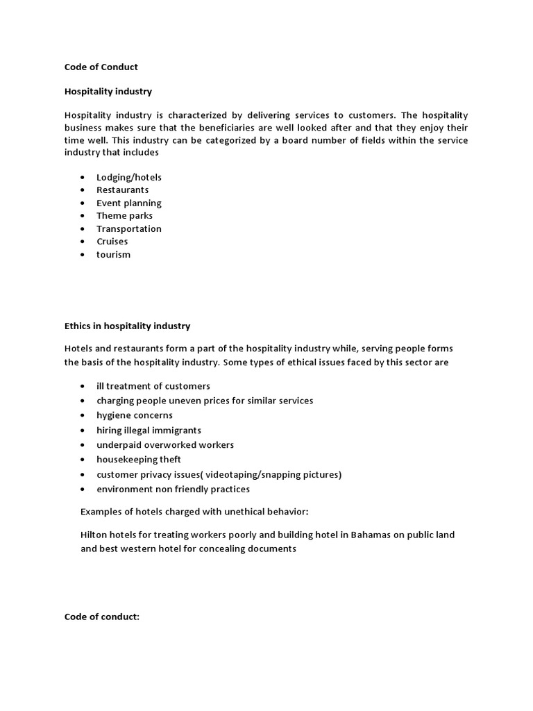 Pearl Continental Hotels Code of Conduct | PDF | Conflict Of Interest ...