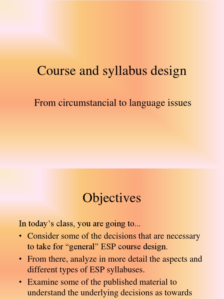 ESP Course and Syllabus Design | PDF | Syllabus | Pedagogy