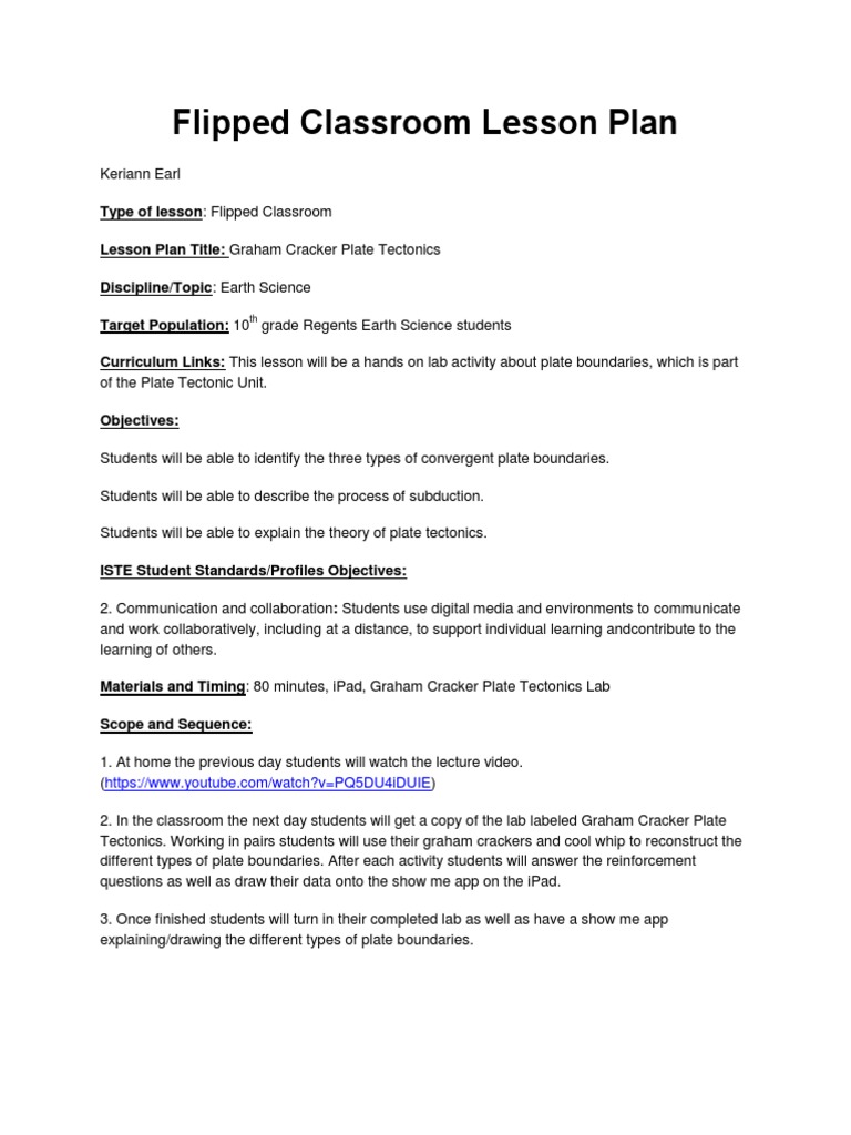 Flipped Lesson Plan | PDF | Plate Tectonics | Lesson Plan