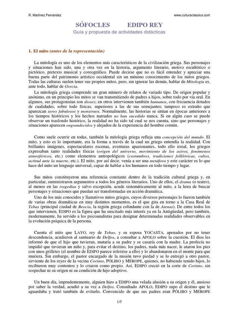 Guía Edipo. | PDF | Edipo | Mitología griega