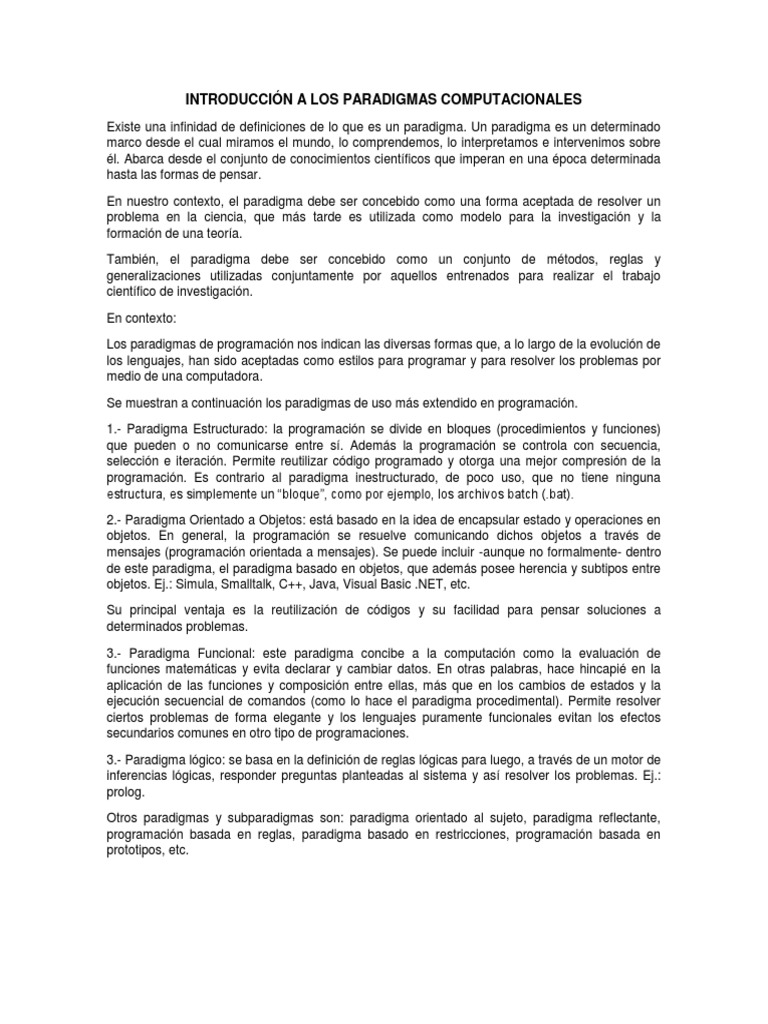 Paradigma Computacional | PDF | Lenguaje de programación | Programacion Funcional