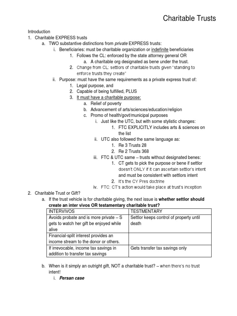 Charitable Trusts: Create An Inter Vivos OR Testamentary Charitable ...