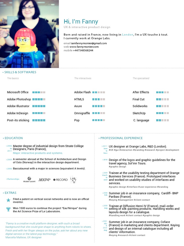 UX & Interactive Product Designer CV | PDF | Art