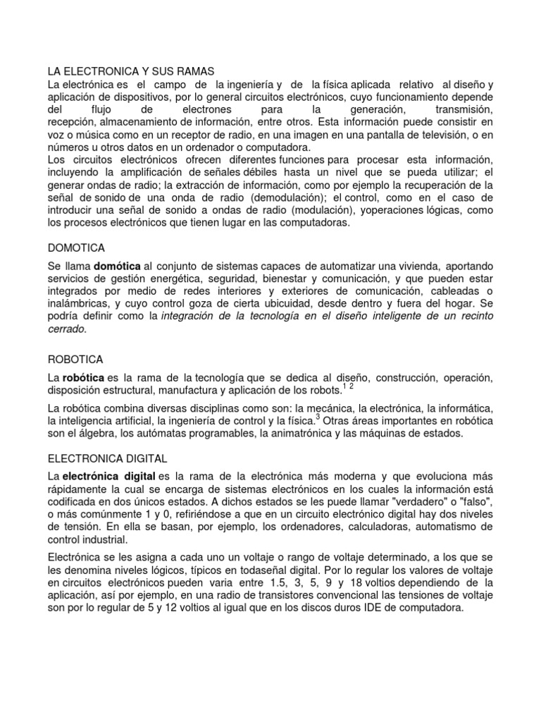 La Electronica y Sus Ramas | Descargar gratis PDF | Procesamiento de ...