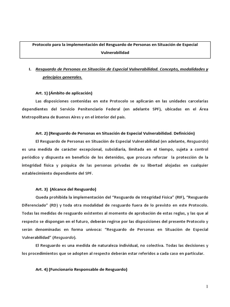 Protocolo de Resguardo Penitenciario | PDF | Invalidez | Adopción