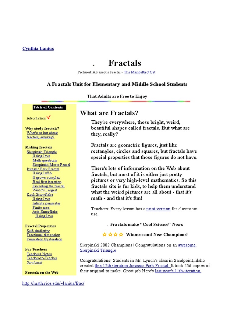 Cynthia Lanius Fractals | PDF | Fractal | Chaos Theory