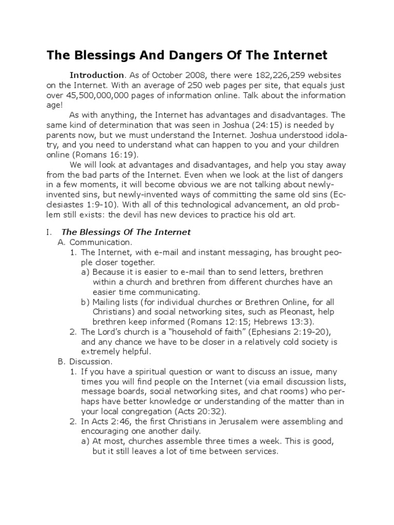 The Blessings and Dangers of Internet Use | PDF | Gambling | Internet