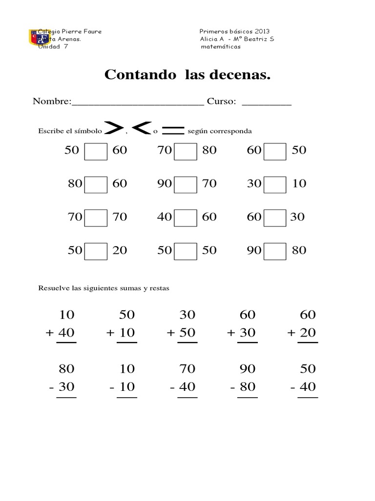 Contando Decenas | PDF | Enseñanza de matemática