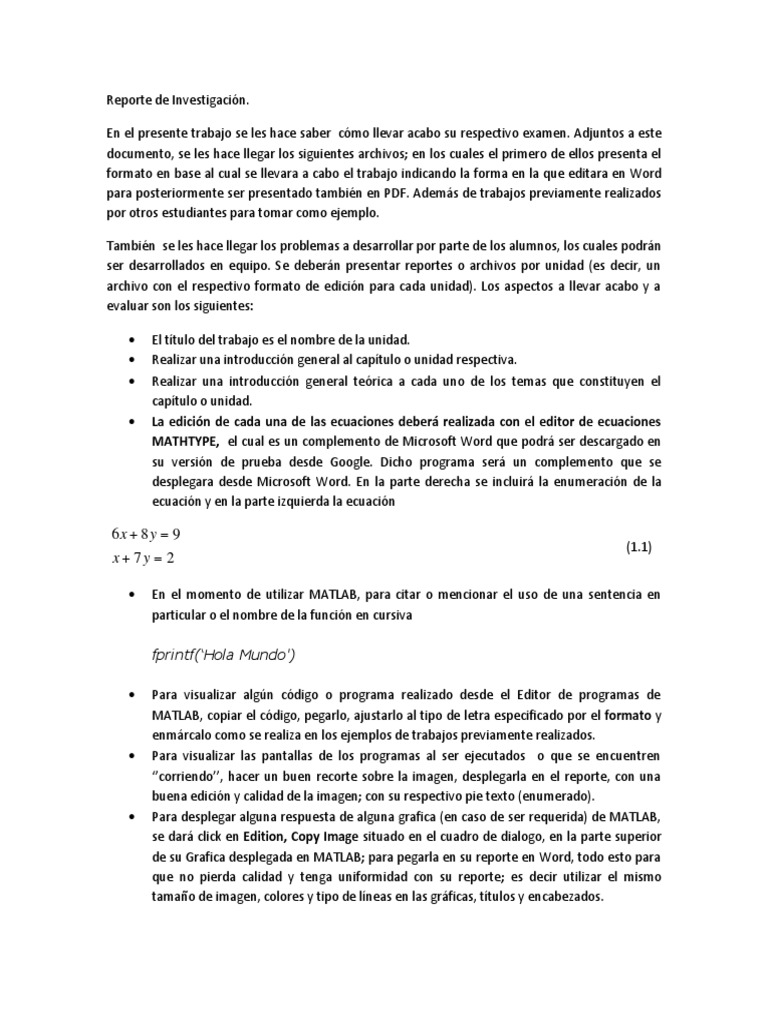 Reporte de Investigación | Microsoft Word | Formato de Documento ...