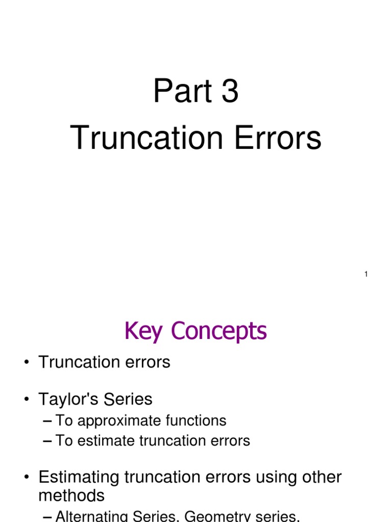 03 Truncation Errors Pdf Series Mathematics Calculus