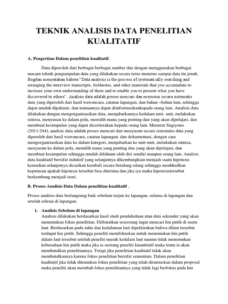 Teknik Analisis Data Penelitian Kualitatif | PDF