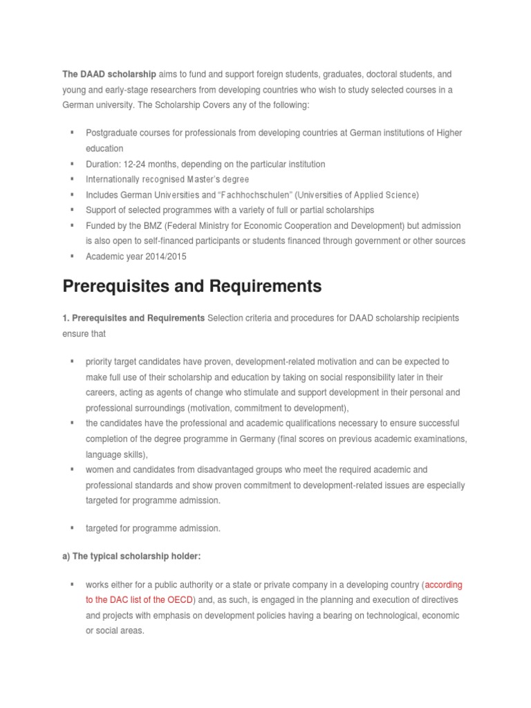The DAAD Scholarship | Postgraduate Education | University And College ...