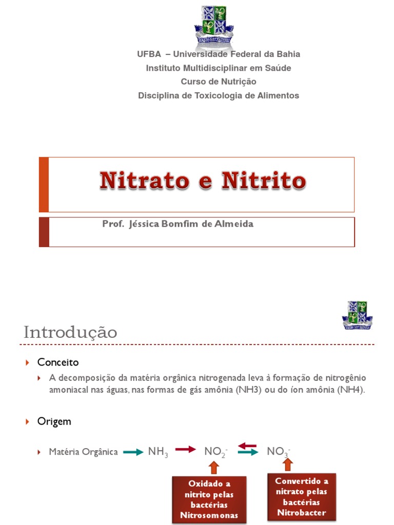 Nitrato e Nitrito | PDF | Nitrogênio | Bactérias