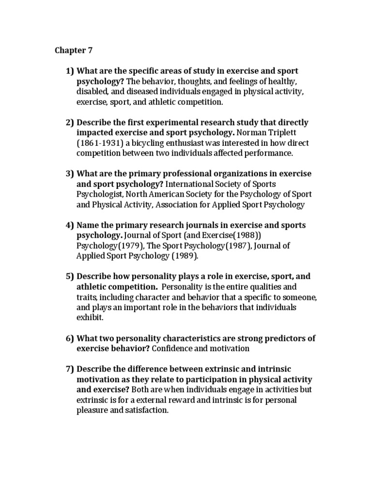 Chapter 7 Study Guide | Download Free PDF | Physical Exercise | Mood ...
