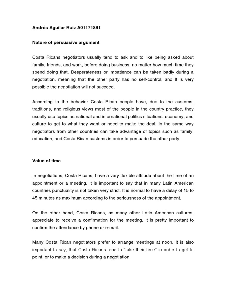 Costa Rican Negotiation Dynamics | PDF | Negotiation | Costa Rica