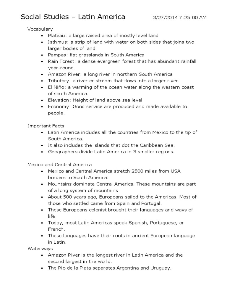 Social Studies-Latin America | PDF | Aztec | South America