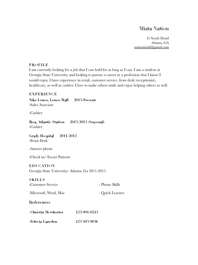 Mia Resume | PDF
