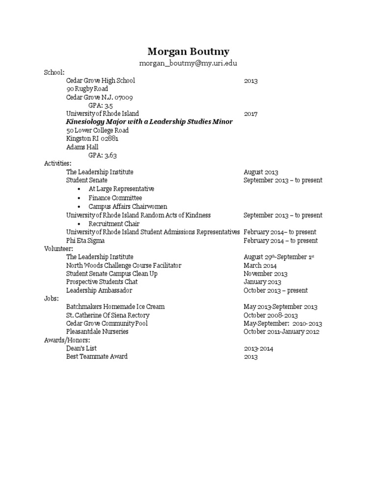 Morgan Boutmy's Academic and Leadership Profile | PDF