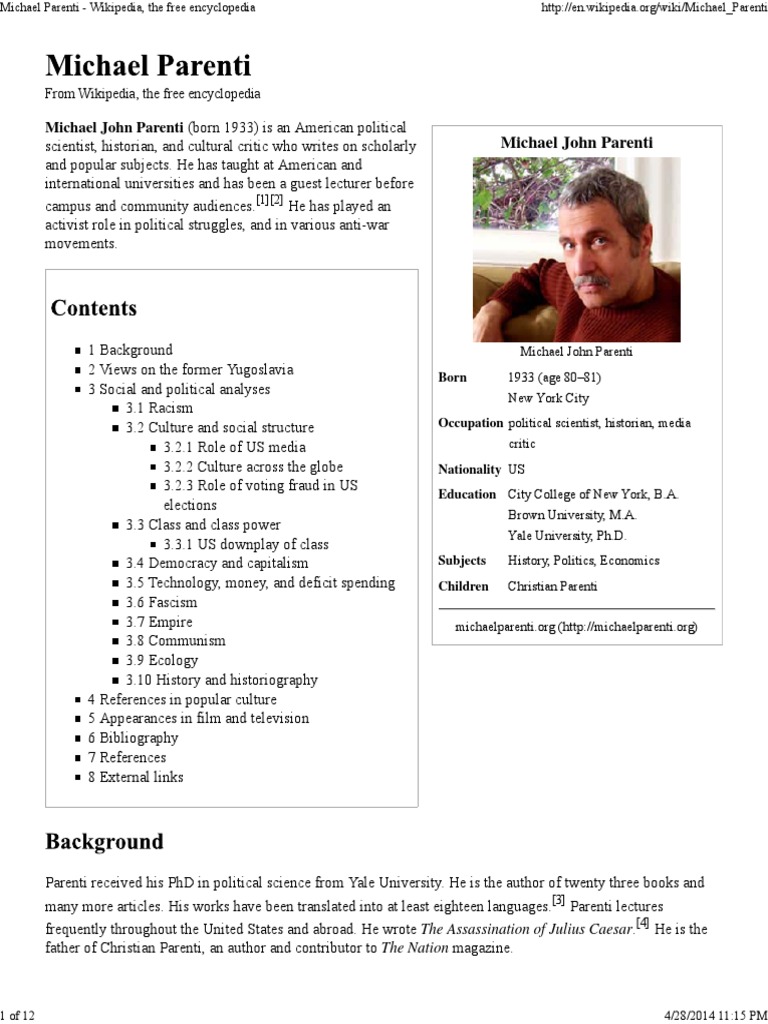 Michael Parenti - Wikipedia, The Free Encyclopedia | PDF | Public ...