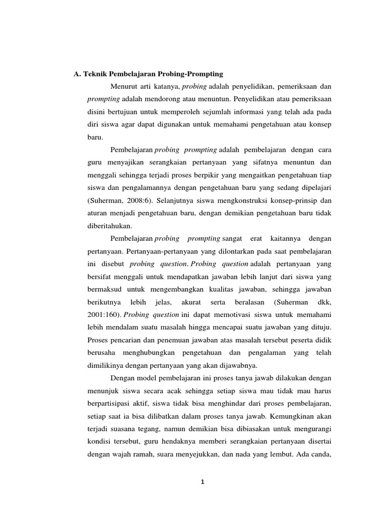 Teknik Probing-Prompting dalam Pembelajaran | PDF