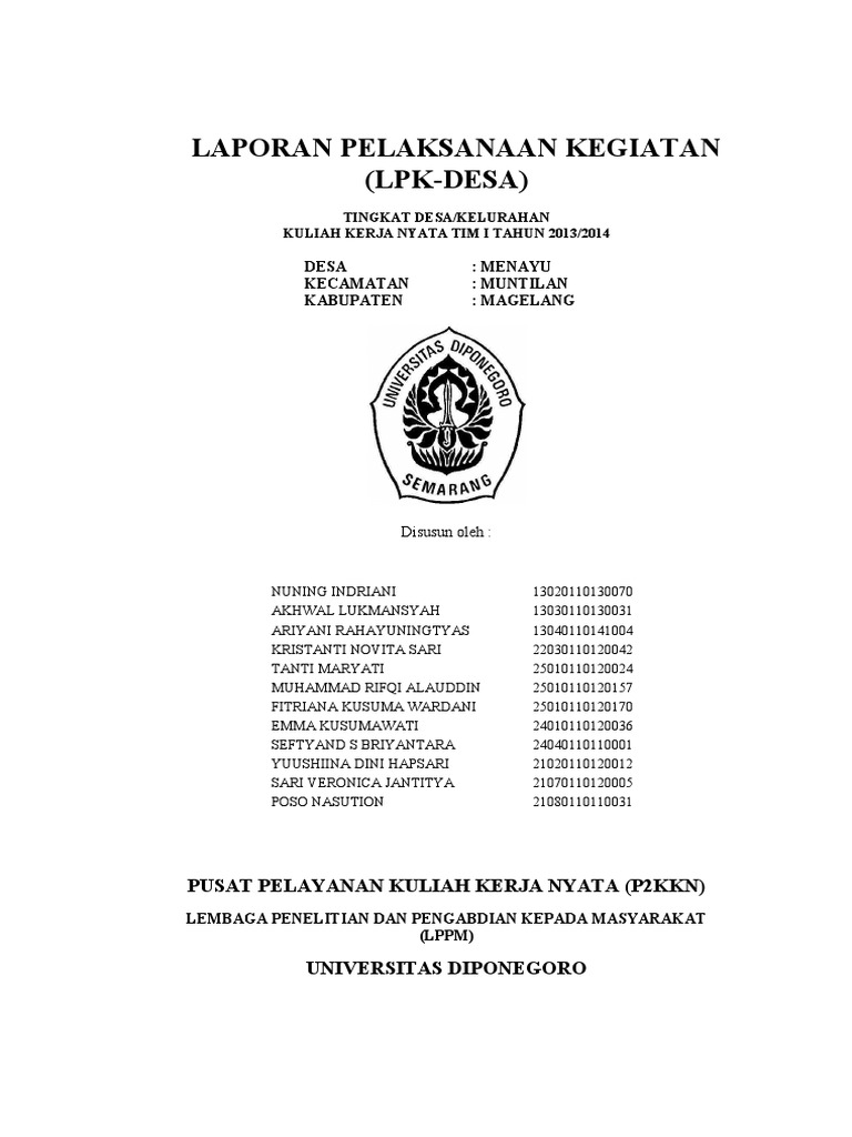 LPK Desa Menayu, Kec. Muntilan, Kab. Magelang KKN PPM UNDIP 2014 | PDF