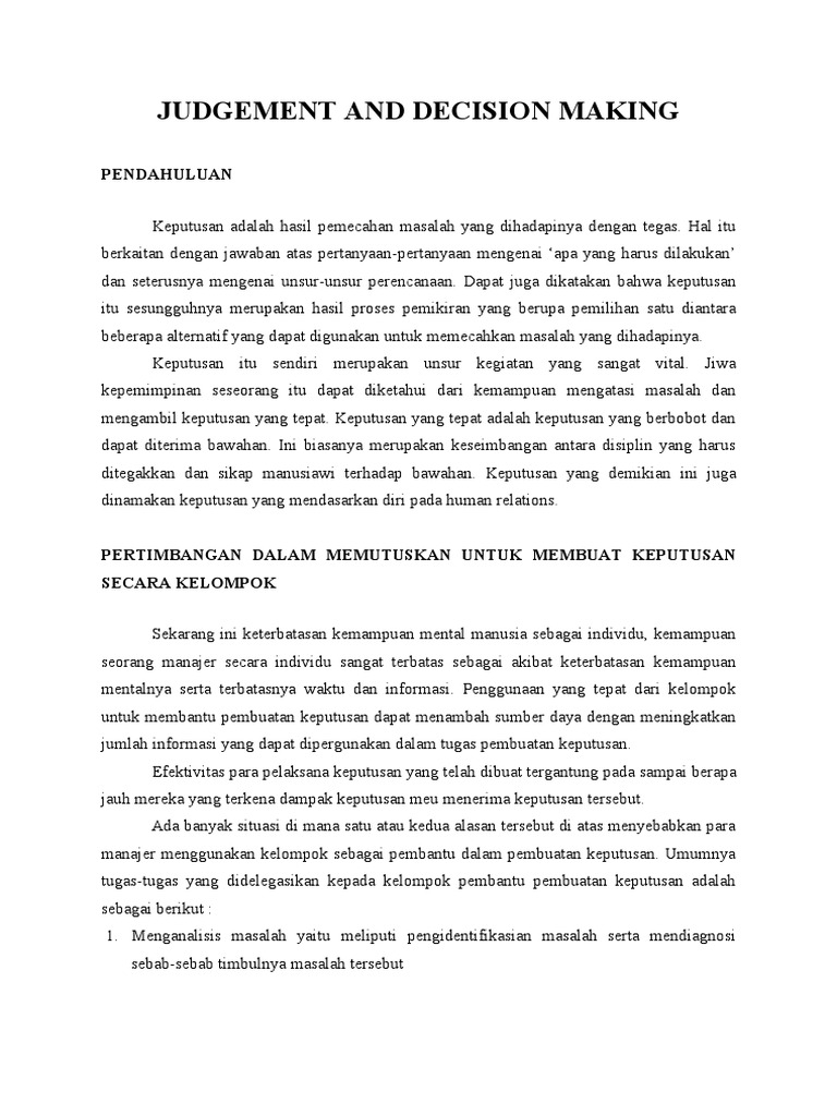 Judgement and Decision Making New | PDF