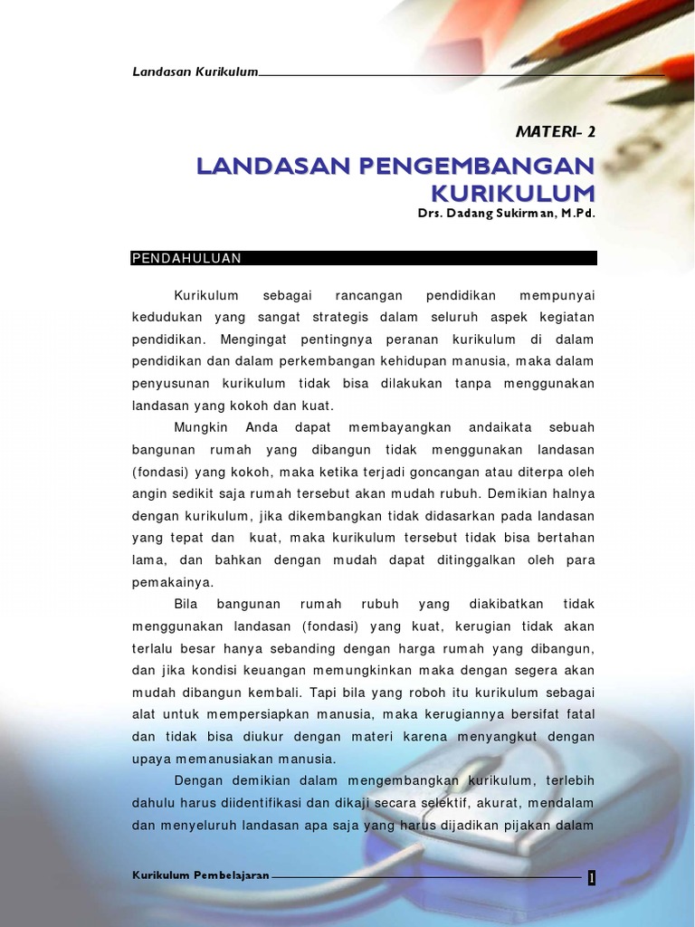 Landasan Pengembangan Kurikulum | PDF | Sains & Matematika