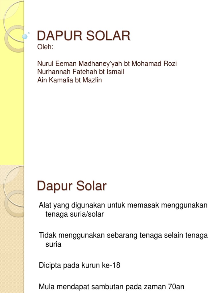 Dapur Solar 3a2k14 | PDF