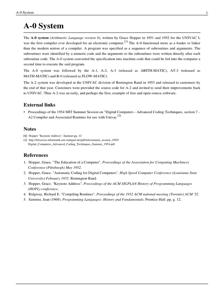 A-0 System | PDF | Subroutine | Compiler