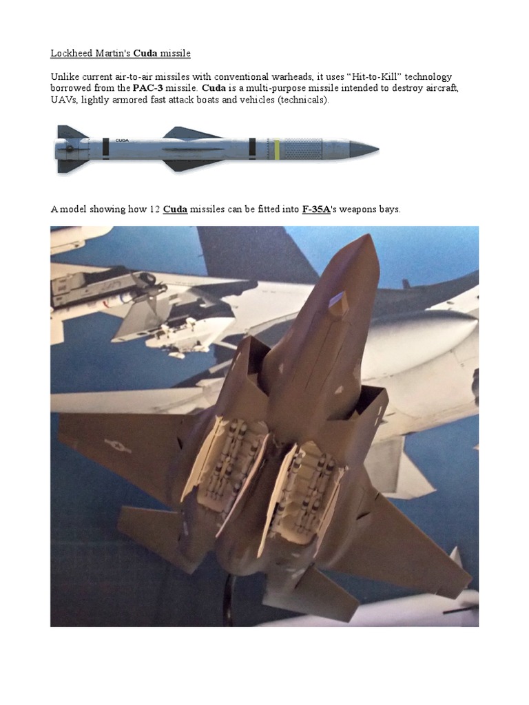 Lockheed Martin Cuda Missile Concept | PDF | Lockheed Martin F 35 ...