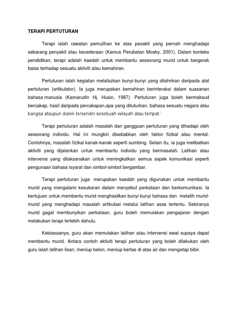 Defini Dan Konsep Terapi Pertuturan | PDF