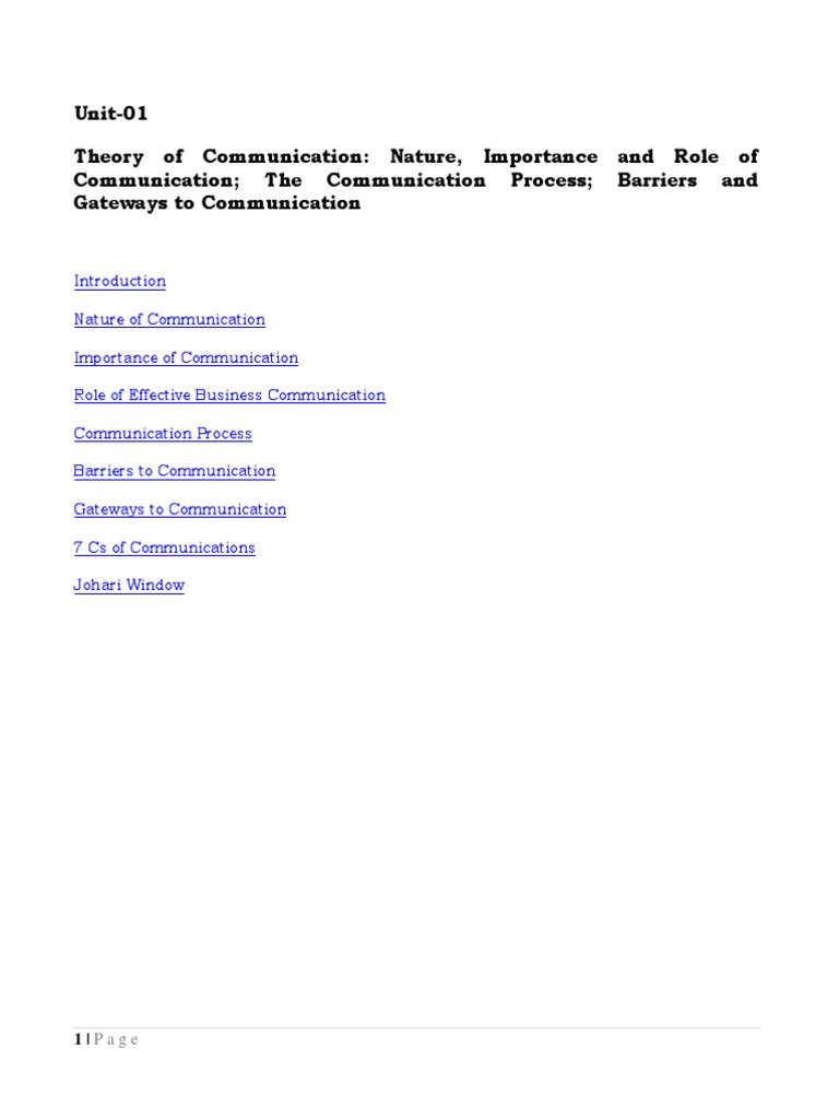 Notes Business Communication Skills Unit 1 | PDF | Nonverbal ...
