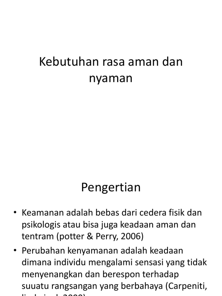 Kebutuhan Rasa Aman dan Nyaman | PDF | Kesehatan Holistik