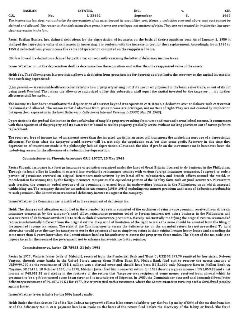 Basilan Estates | PDF | Tax Deduction | Depreciation