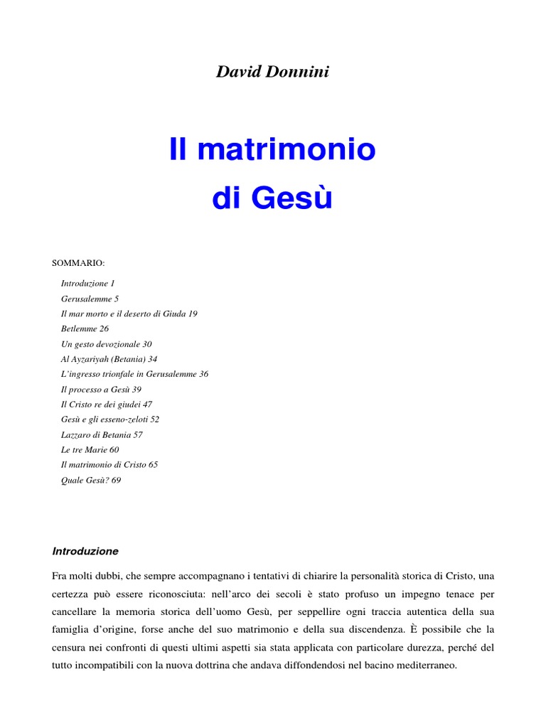 David Donnini - Il Matrimonio Di Gesù | PDF