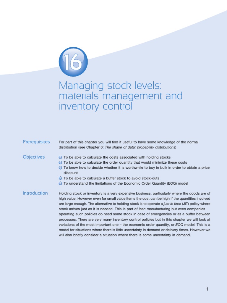 Chapter 16 | PDF | Inventory | Lean Manufacturing