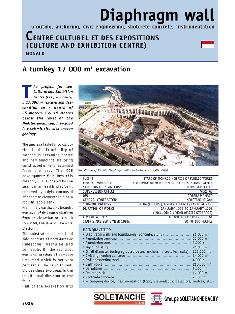 Diaphragm Wall - Soletanch Bachy | PDF | Deep Foundation | Concrete