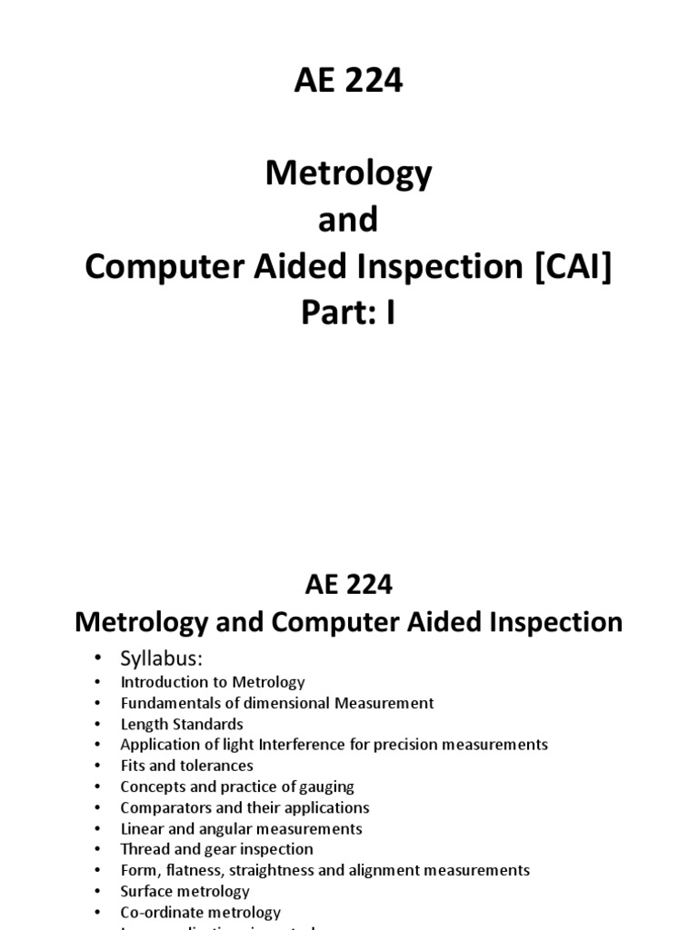 Metrology and Computer Aided Inspection 1 A | PDF | Engineering ...