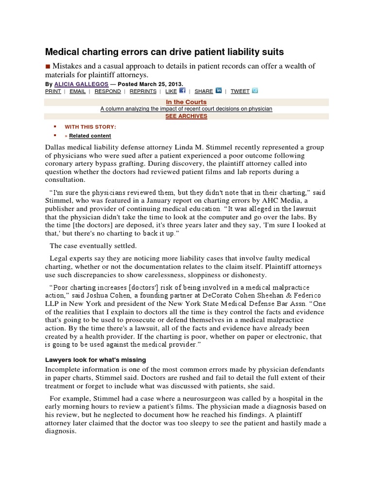 Medical Charting Errors Pdf Physician Patient