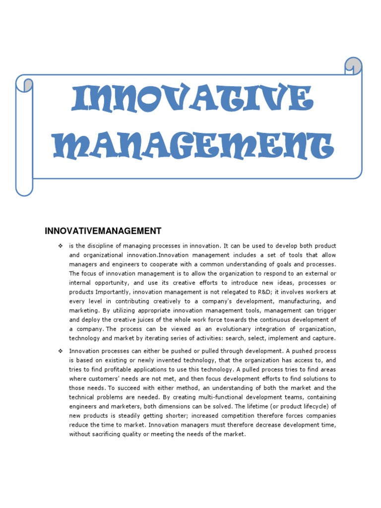 Innovative Management | PDF | Innovation | Science
