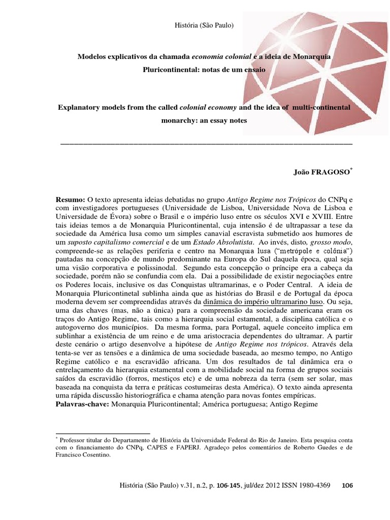 FRAGOSO, Joao. Modelos Explicativos Economicos | PDF | Monarquia | Economia