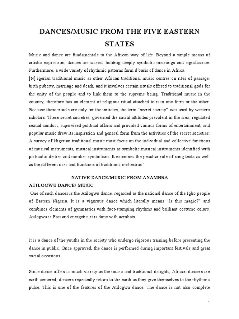 Music and Dance Are Fundamentals To The African Way of Life | PDF ...