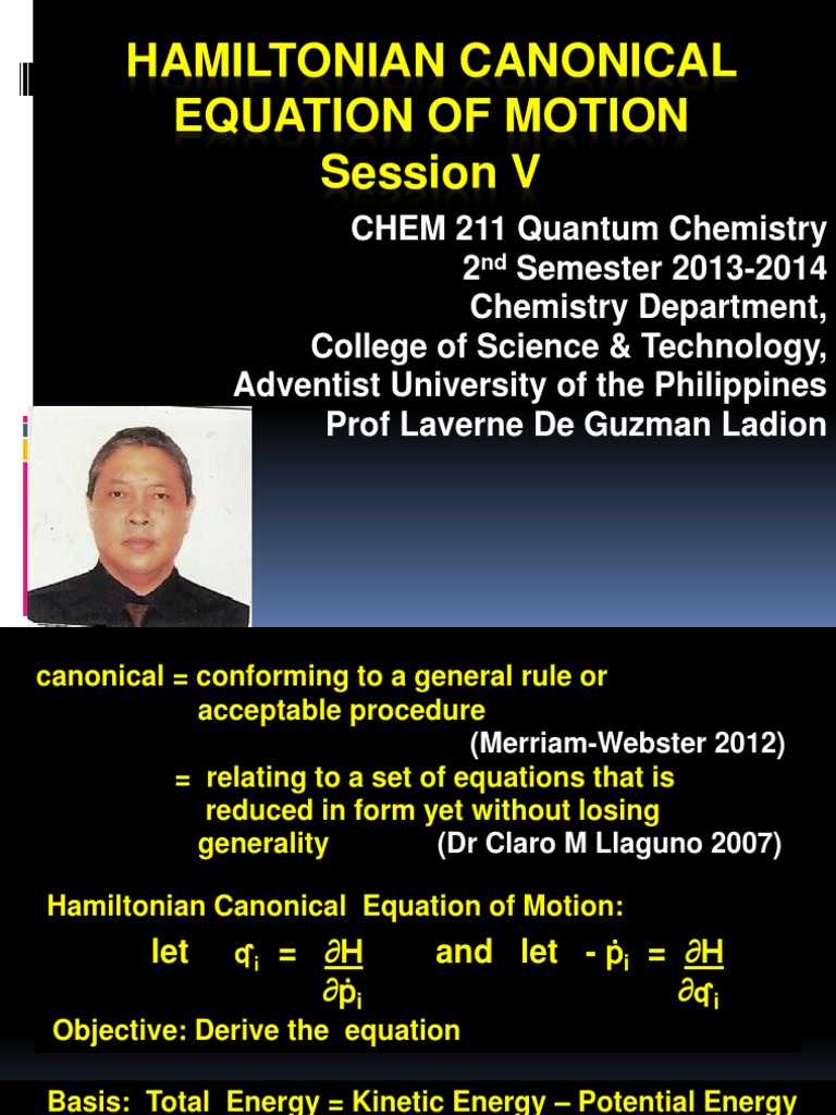 Hamiltonian equation of motion | PDF