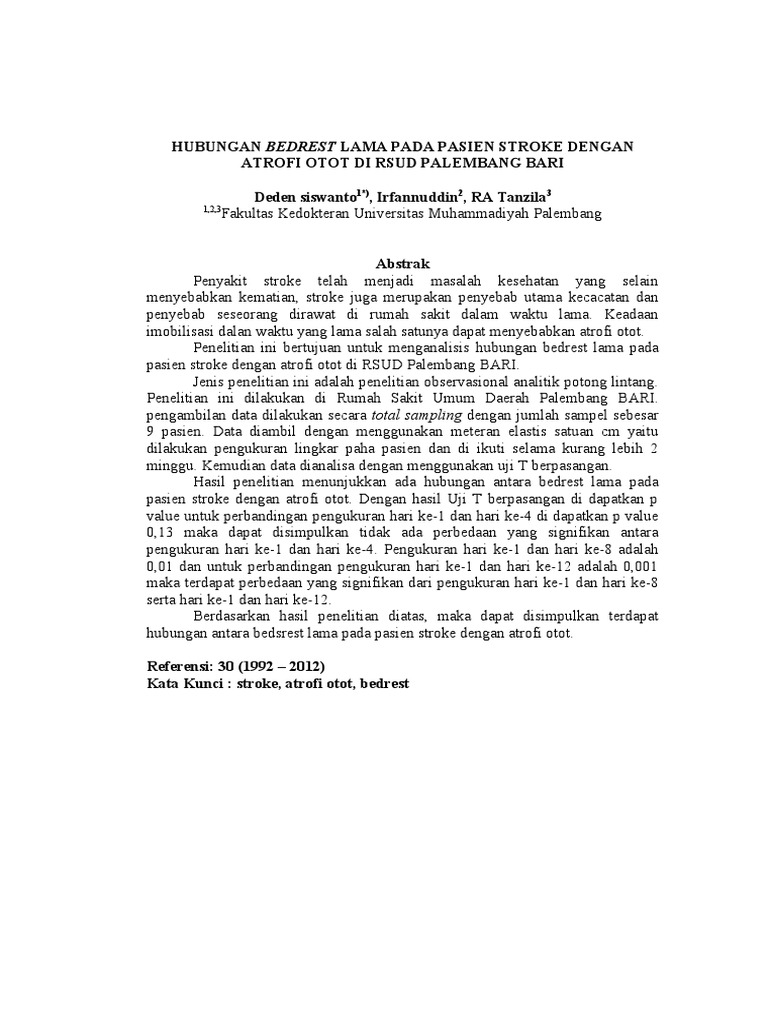 Jurnal Atropi Otot Dan Bed Rest Deden Siswanto | PDF | Kesehatan ...