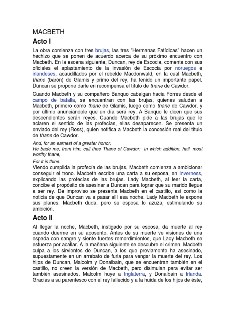 Macbeth | PDF | Macbeth | Tragedias de Shakespeare