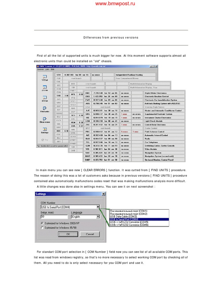 BMW Scanner V1.3.6 Features Overview | PDF | Computer File | Image Scanner