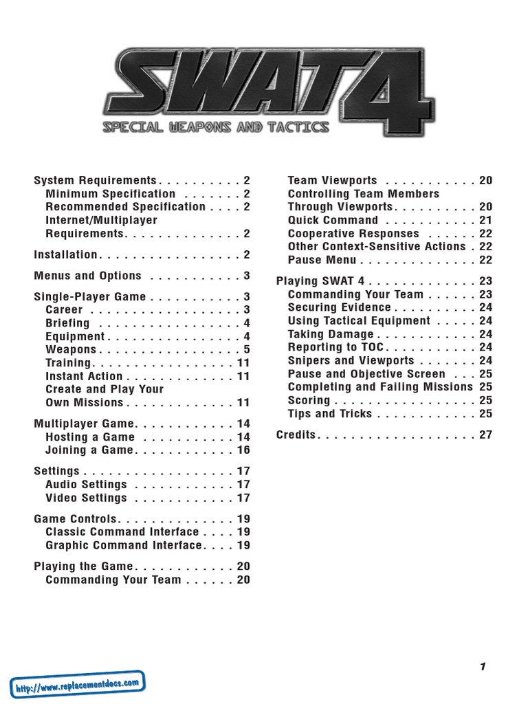 Swat 4 - Manual - PC | PDF | Shotgun | Rifle